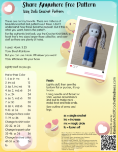 Izzy Doll Crochet Pattern #IzzyDolls - Random Acts of Crochet Kindness ...
